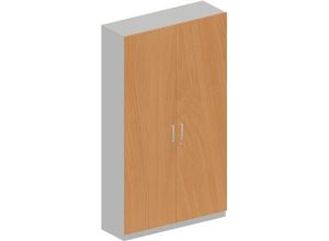 4051273739650 - Genius Garderobenschrank TETRIS SOLID 5 Ordnerhöhen 1 Fachboden Kleiderstange abschließbar B 1200 x T 412 x H 2143 mm weißalu Buche