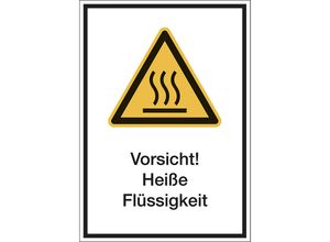 4061466041019 - Kombischilder mit Text für Warnkennzeichen Vorsicht! Heiße Flüssigkeit VE 10 Stk Folie LxH 210 x 297 mm kaiserkraft