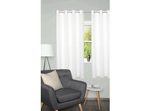 4056751539913 - Vorhang HOME BASICS BENOGA 2er SET wollweiß B135cm H175cm Polyester Gardinen SET Ösenschal Uni Dekostruktur