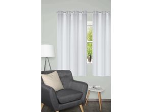 4056751536059 - Vorhang HOME BASICS BENOGA 2er SET silberfarben B135cm H175cm Polyester Gardinen SET Ösenschal Uni Dekostruktur