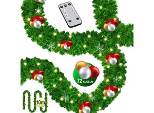 4260663282113 - KESSER® Weihnachtsgirlande mit LED – 5 m oder 10 m 100–200 LEDs IP44 naturgrün mit Schnee-Effekt je nach Modell für Outdoor & Indoor mit Fernbedienung & Weihnachtsdeko je nach Variante