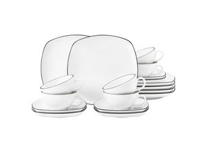 4052212088242 - Teeservice SELTMANN WEIDEN Geschirr-Set Lido Geschirr-Sets Gr 18 tlg schwarz-weiß (weiß schwarz) Teeservice 200 ml 18 Teile für 6 Personen