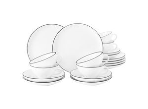 4052212081106 - Teeservice SELTMANN WEIDEN Geschirr-Set Lido Geschirr-Sets Gr 18 tlg weiß Teeservice mit Linien-Dekor 210 ml Made in Germany 18 Teile für 6 Personen
