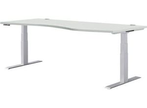 4250510935613 - Genius Schreibtisch MODENA FLEX elektrisch höhenverstellbar Freiform Ansatz rechts B 1800 mm lichtgrau weißalu