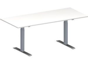 4251898815283 - Genius Konferenztisch MODENA FLEX Rechteck T-Fuß Rechteckrohr B 1800 x T 800 x H 650-850 mm weiß weißaluminium RAL 9006