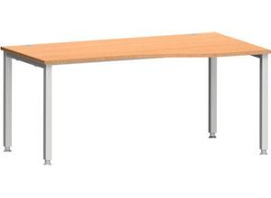 4250510842225 - Schreibtisch MODENA FLEX Freiform Ansatz rechts 4-Fuß Quadratrohr B 1800 x T 1000 800 x H 720-820 mm Buche weißaluminium