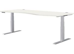 4250510935651 - Genius Schreibtisch MODENA FLEX elektrisch höhenverstellbar Freiform Ansatz rechts B 1800 mm weiß weißalu