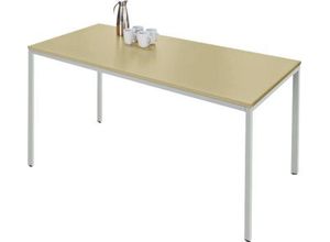 4251898823745 - Pure Stahlrohrtisch Rechteck Quadratrohrfuß B 1600 x T 700 x H 720 mm Ahorn weißaluminium
