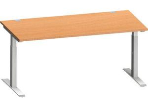 4250510875056 - Genius Schreibtisch MODENA FLEX Rechteck T-Fuß Rechteckrohr B 1600 x T 800 x H 650-850 mm Buche weißalu