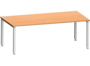 4250510842126 - Schreibtisch MODENA FLEX Rechteck 4-Fuß Quadratrohr B 2000 x T 1000 x H 720-820 mm Buche weißaluminium