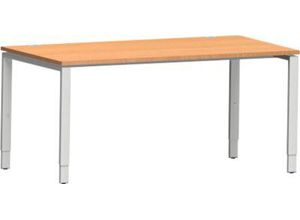 4250510843321 - Genius Schreibtisch Modena Flex Rechteck 4-Fuß Rechteckrohr B 1600 x T 800 x H 650-850 mm Buche weißaluminium