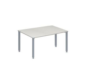 4251898814699 - Genius Konferenztisch MODENA FLEX Tonne 4-Fuß Quadratrohr B 1400 x T 1000 800 x H 720-840 mm lichtgrau weißaluminium RAL 9006