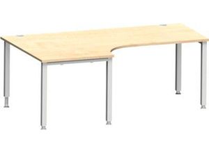 4250510842584 - Genius Winkelschreibtisch MODENA FLEX 90° Ansatz links 4-Fuß-Quadratrohr B 2000 mm ahorn weiß