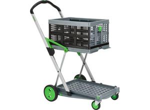 4260384780011 - Klappmobil CLAX® 2 Etagen Tragkraft bis 60 kg Lenk- & Bockrollen inkl 46 l Klappbox Aluminium & Kunststoff grau grün