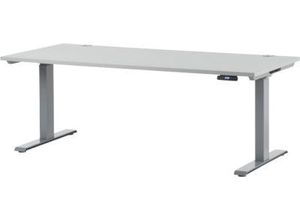 4250510935507 - Genius Schreibtisch MODENA FLEX elektrisch höhenverstellbar Rechteck T-Fuß B 1800 x T 800 mm lichtgrau weißalu