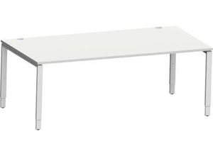 4250510843611 - Genius Schreibtisch Modena Flex Rechteck 4-Fuß Rechteckrohr B 2000 x T 1000 x H 650-850 mm lichtgrau weißaluminium