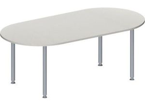 4251898815641 - Genius Konferenztisch MODENA FLEX Oval 4-Fuß Rundrohr B 2000 x T 1000 x H 720-840 mm lichtgrau weißaluminium RAL 9006