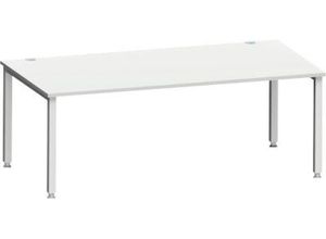 4250510842119 - Schreibtisch MODENA FLEX Rechteck 4-Fuß Quadratrohr B 2000 x T 1000 x H 720-820 mm lichtgrau weißaluminium