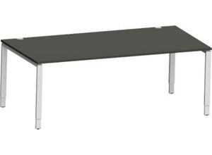 4250510882153 - Genius Schreibtisch Modena Flex Rechteck 4-Fuß Rechteckrohr B 2000 x T 1000 x H 650-850 mm graphit weißaluminium