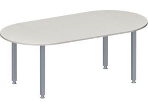 4251898816549 - Genius Konferenztisch MODENA FLEX Oval 4-Fuß Quadratrohr B 2000 x T 1000 x H 720-840 mm lichtgrau weißaluminium RAL 9006