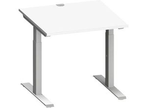 4250510874981 - Genius Schreibtisch MODENA FLEX Quadrat T-Fuß Rechteckrohr B 800 x T 800 x H 650-850 mm weiß weißalu