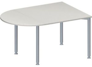 4251898814392 - Genius Konferenztisch MODENA FLEX Halbkreis 4-Fuß Rundrohr B 1400 x T 1000 x H 720-840 mm lichtgrau weißaluminium RAL 9006