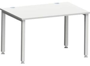4250510841662 - Schreibtisch MODENA FLEX Rechteck 4-Fuß Quadratrohr B 1200 x T 800 x H 720-820 mm lichtgrau weißaluminium