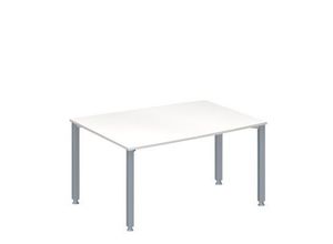 4251898814736 - Genius Konferenztisch MODENA FLEX Tonne 4-Fuß Quadratrohr B 1400 x T 1000 800 x H 720-840 mm weiß weißaluminium RAL 9006