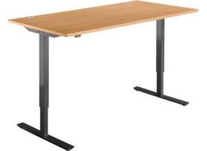 4250510859131 - Schäfer Shop Select Schreibtisch Start Off elektrisch höhenverstellbar Rechteck T-Fuß B 1600 x T 800 x H 755-1255 mm Buche schwarz