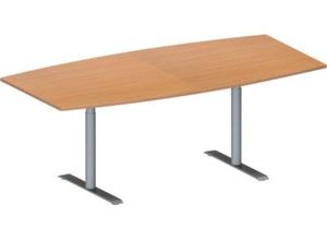 4251898817492 - Genius Konferenztisch MODENA FLEX Boot T-Fuß Rundrohr B 2000 x H 650-850 mm Buche weißaluminium RAL 9006