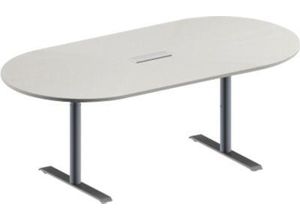 4251898817294 - Genius Konferenztisch MODENA FLEX Oval T-Fuß Rundrohr B 2000 x T 1000 x H 650-850 mm lichtgrau weißaluminium RAL 9006