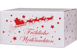 4055453000233 - Versandkartons mit Motiv „Weihnachtsschlitten“ bis 30 kg Außenmaße 406 x 306 x 210 mm Feinwellpappe weiß-braun 20 Stück