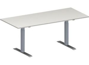 4251898815245 - Genius Konferenztisch MODENA FLEX Rechteck T-Fuß Rechteckrohr B 1800 x T 800 x H 650-850 mm lichtgrau weißaluminium RAL 9006
