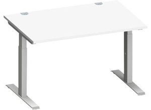 4250510875032 - Genius Schreibtisch MODENA FLEX Rechteck T-Fuß Rechteckrohr B 1200 x T 800 x H 650-850 mm weiß weißalu
