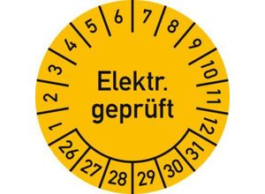 4060081073092 - Prüfplaketten Elektr geprüft 2026–2031 Folie Ø 30 mm 10 Stück Bogen für elektrische Geräte