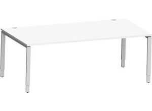 4250510936757 - Genius Schreibtisch Modena Flex Rechteck 4-Fuß Rechteckrohr B 2000 x T 1000 x H 650-850 mm weiß weißaluminium