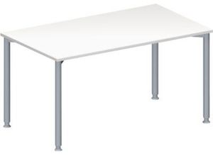 4251898814187 - Genius Konferenztisch MODENA FLEX Rechteck 4-Fuß Rundrohr B 1400 x T 800 x H 720-840 mm weiß weißaluminium RAL 9006
