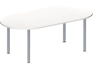 4251898815764 - Genius Konferenztisch MODENA FLEX Oval 4-Fuß Rundrohr B 2000 x T 1000 x H 720-840 mm weiß weißaluminium RAL 9006
