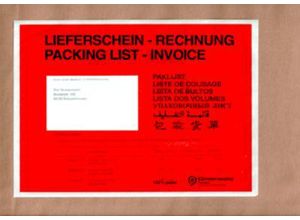 4251898800128 - Papier-Dokumententasche Lieferscheintasche SecurePack C5 Fenster links mit Aufdruck selbstklebend 100 % recycelbares Pergaminpapier rot 250 Stück