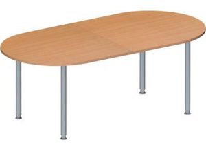 4251898815702 - Genius Konferenztisch MODENA FLEX Oval 4-Fuß Rundrohr B 2000 x T 1000 x H 720-840 mm Buche weißaluminium RAL 9006