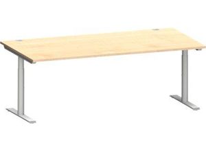 4250510874769 - Genius Schreibtisch MODENA FLEX T-Fuß-Rundrohr B 2000 x T 1000 mm ahorn weißalu