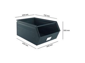 8697837515832 - Select Sichtlagerkasten mit Tragestab L 738 x B 464 x H 301 mm 84 l 180 kg Stahl RAL 5008 (graublau)