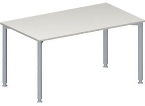 4251898814149 - Genius Konferenztisch MODENA FLEX Rechteck 4-Fuß Rundrohr B 1400 x T 800 x H 720-840 mm lichtgrau weißaluminium RAL 9006