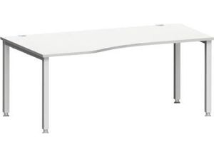 4250510842317 - Schreibtisch MODENA FLEX Freiform Ansatz links 4-Fuß Quadratrohr B 1800 x T 1000 800 x H 720-820 mm lichtgrau weißaluminium