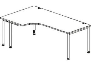 4250510841150 - Genius Winkelschreibtisch MODENA FLEX 90° Ansatz links einseitig verkürzte Seitenteile 4-Fuß-Rundrohr weiß weißaluminium