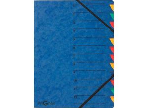 4013951004757 - Dokumentenmappe Easy DIN A4 Gummizugverschluss 12-teilig blau