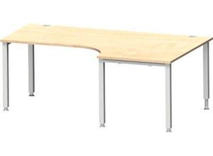 4250510842430 - Genius Winkelschreibtisch MODENA FLEX 90° Ansatz rechts 4-Fuß-Quadratrohr B 2000 mm ahorn weiß
