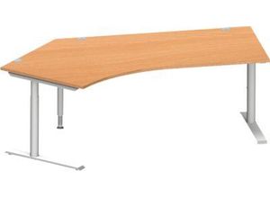 4250510876107 - Genius Winkelschreibtisch MODENA FLEX 135° Ansatz links C-Fuß-Rundrohr B 2165 mm buche