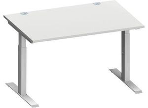4250510874998 - Genius Schreibtisch MODENA FLEX Rechteck T-Fuß Rechteckrohr B 1200 x T 800 x H 650-850 mm lichtgrau weißalu