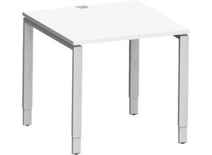 4250510843055 - Genius Schreibtisch Modena Flex Quadrat 4-Fuß Rechteckrohr B 800 x T 800 x H 650-850 mm weiß weißaluminium